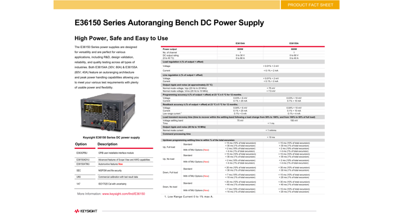 E36150 Series Autoranging Benchtop Power Supply | Keysight